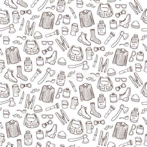 Seamless Pattern With Lumbersexual Elements Stock Image Image Of