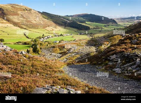 Slate Trail Through Disused Rhiw Fachno Quarry Above Village In Valley