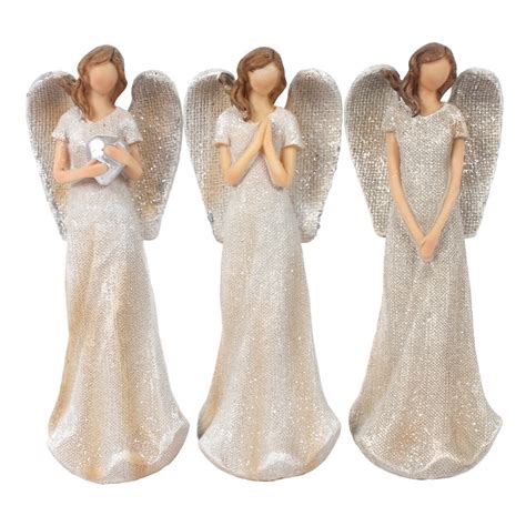 Trio Of Small Glitter Angels Pen Y Coed Castle T Shop