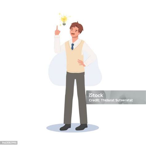 학습 및 교육 개념입니다 한국 학생 캐릭터 교복을 입은 남학생의 전체 길이는 새로운 아이디어를 가지고 있습니다 공부에 대한 스톡 벡터 아트 및 기타 이미지 Istock