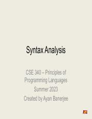 Understanding Syntax Analysis And Parsing In Programming Course Hero