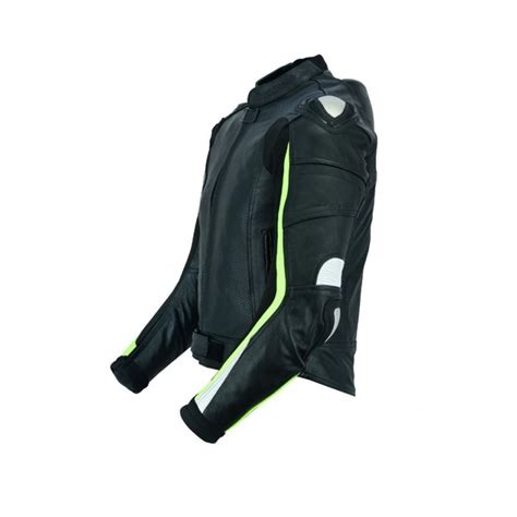 CHAQUETA DE CUERO FLUOR PARA MOTO UNISEX LVX96C RACER MARCA LOVO