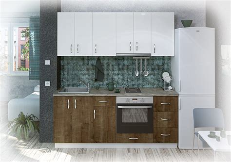 Права кухня ЛУКСОР 200 см с плот Евтини мебели онлайн от Mebeli S
