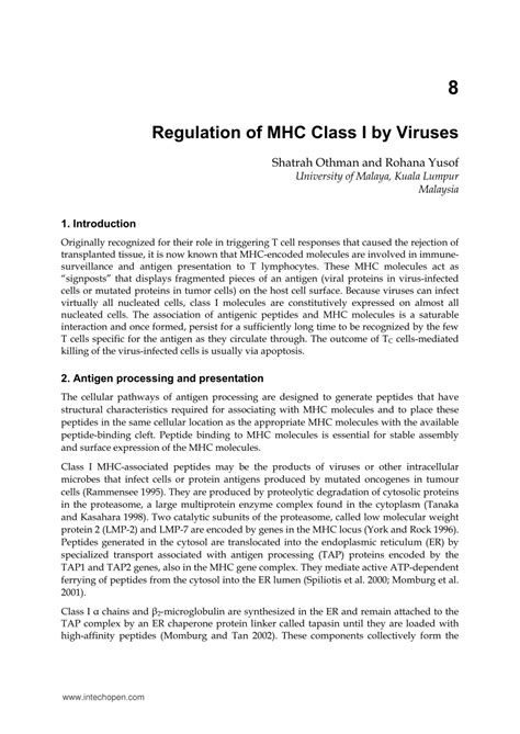 PDF Regulation Of MHC Class I By Viruses