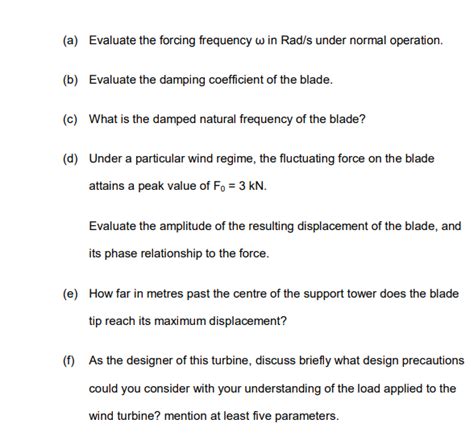 Solved Question 1 A Three Bladed Wind Turbine Of 200 M Rotor
