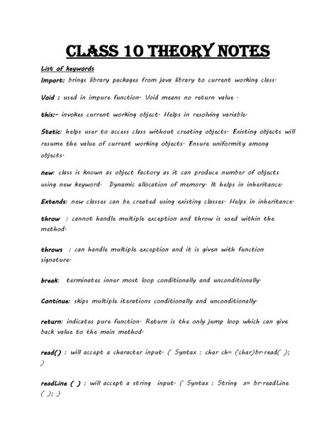 Class 10 Computer Notes Pdf Class Computer Programming Object