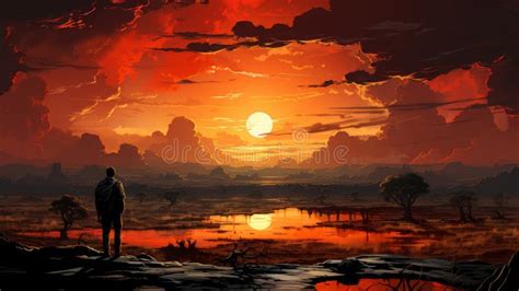 Depression A Person Gazing Into An Empty Desolate Land Generative Ai