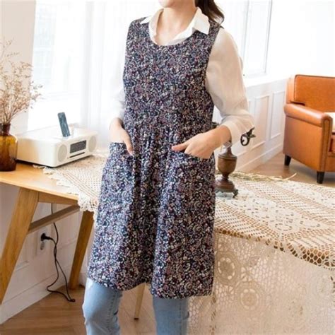 쿠키세븐 A0816 뒷버튼 플라워 주름 앞치마p076112402