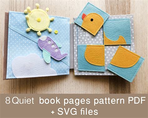 8 Quiet Book Pages Pattern Pdf Svg Files Etsy