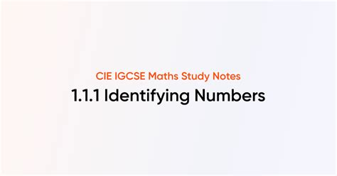 Identifying Numbers 1 1 1 Cie Igcse Maths Tutorchase