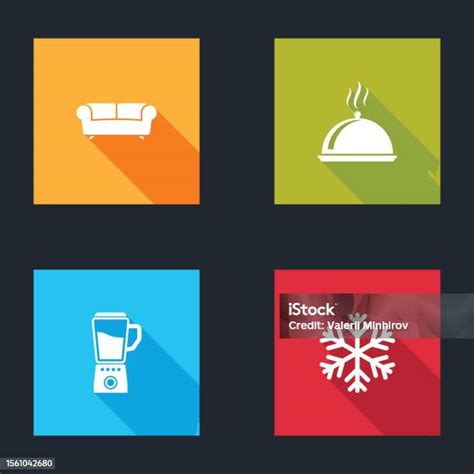 세트 소파 트레이 음식 블렌더 및 눈송이 아이콘으로 덮여 있습니다 벡터 0명에 대한 스톡 벡터 아트 및 기타 이미지 0명