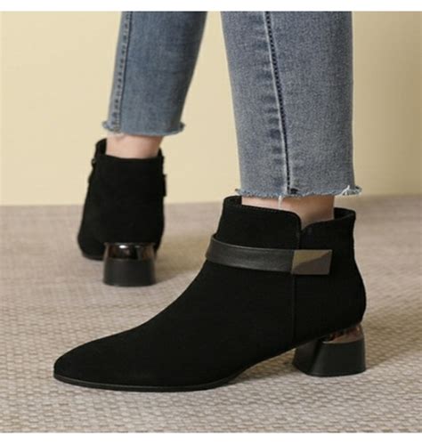 주말룩 여자 앵클숏부츠 앵클부츠 스틸레토 스웨이드 추동 빅사이즈 면화 Nvibeb4 티몬