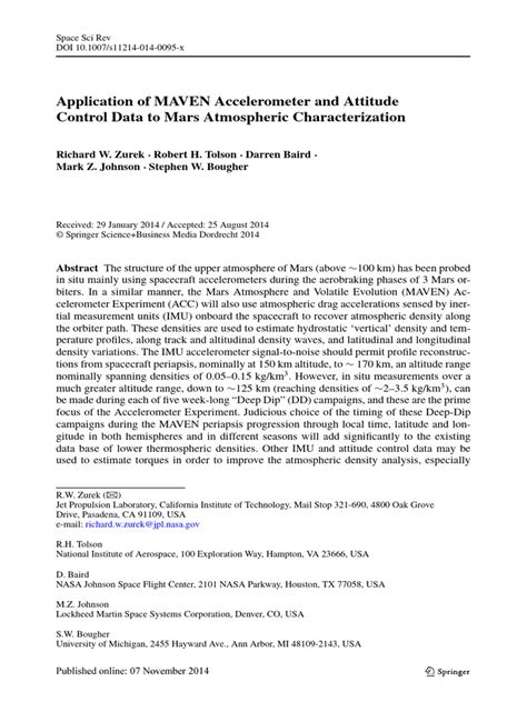 Maven Accelerometer Pdf Orbit Rotation Around A Fixed Axis