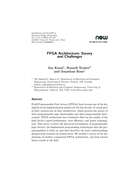 Fpga Architecture Survey And Challenges