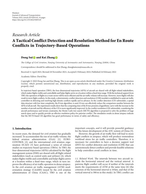 Pdf A Tactical Conflict Detection And Resolution Method For En Route