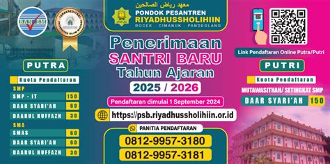 Penerimaan Santri Baru Tahun Ajaran 2025 2025 Putra Dan Putri