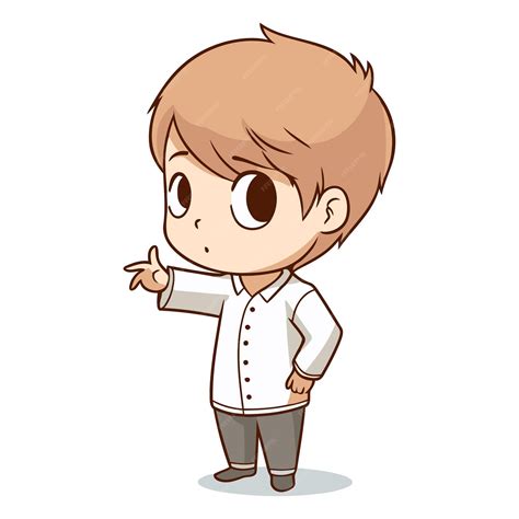Premium Vector Boy Pointing At Something On White Background In