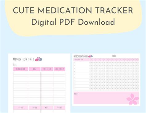 Cute Medication Tracker Daily Pill Tracker Vitamins Doctor Visit