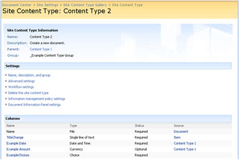 create custom columns and content types in sharepoint 2007 moss using