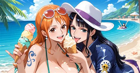 Onepiece Nami And Robin Eats Ice Cream Catburglar Namiのイラスト Pixiv