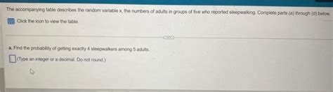 Solved The Accompanying Table Describes The Random Variable