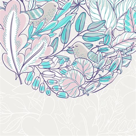 손으로 그린 잎과 새와 벡터 꽃 배경 예쁜 와 낙서 배경 일러스트 및 사진 무료 다운로드 Pngtree