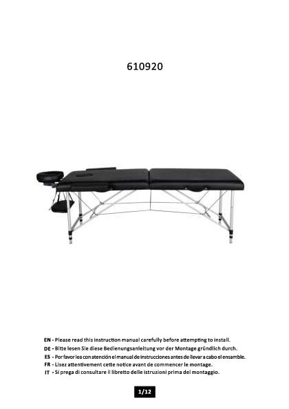 Yaheetech Portable Massage Table Installation Manual For Beauty And Personal Care