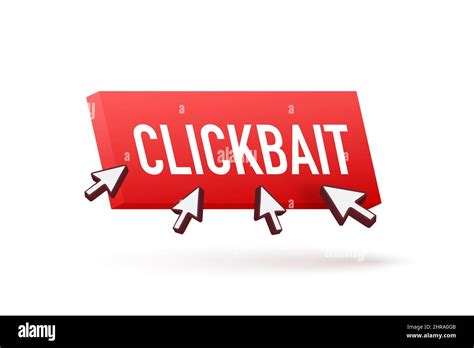 Clickbait Red Button Hand Click Icon Symbol Cursor Arrows Push Button Vector Stock