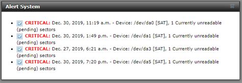 Device Dev Da0 SAT 1 Currently Unreadable Pending Sectors