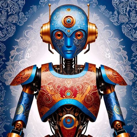Illustration Of A Future Smart Robot With A Batik Theme Stock