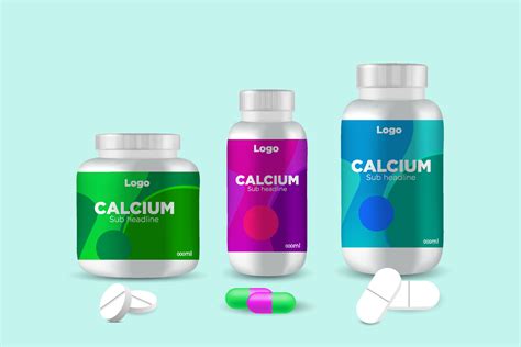 multi vitamina etiqueta pegatina diseño y natural calcio comida suplemento botella embalaje