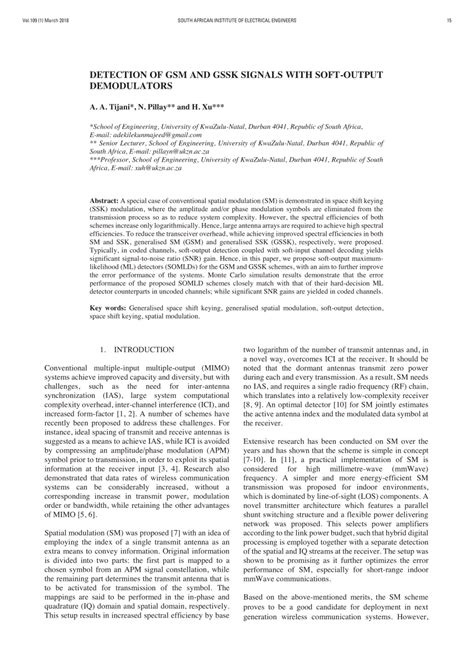 Pdf Detection Of Gsm And Gssk Signals With Soft Output Demodulators