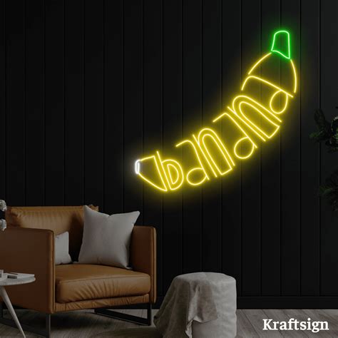 Craftnamesign Banana Neon Led Sign Fruit Store Decor Juice Shop Wall
