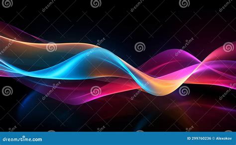 Abstract Colorful Waves On A Dark Background Illustration For Your Design Generative Ai Stock