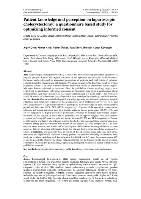 Pdf Patient Knowledge And Perception On Laparoscopic Cholecystectomy