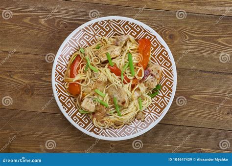 Chicken Schezwan Noodles Or Hakka Or Chow Mein In Black Bowl At Dark