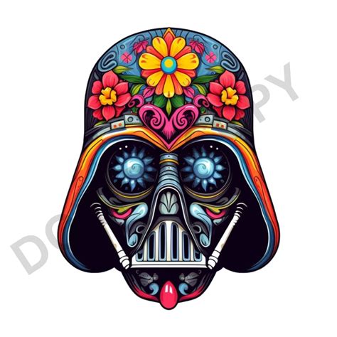 Darth Vader Sugar Skull Bundle Png Cricuit Star Wars Digital Art Etsy