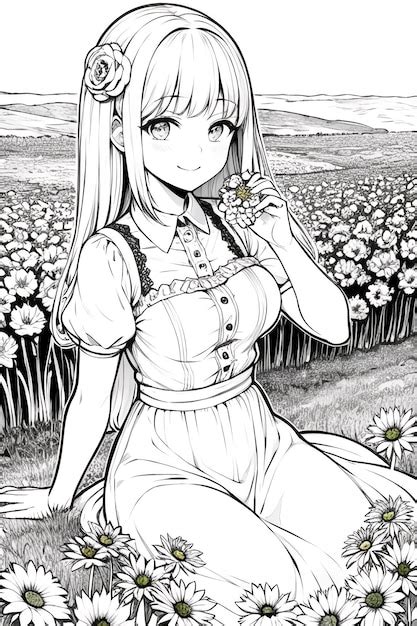 Premium Ai Image A Black And White Drawing Of A Girl Sitting In A