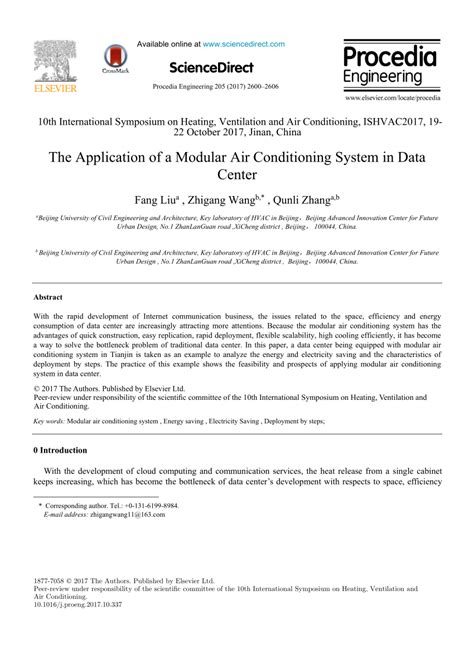 PDF The Application Of A Modular Air Conditioning System In Data Center