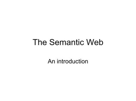 the semantic web an introduction ppt