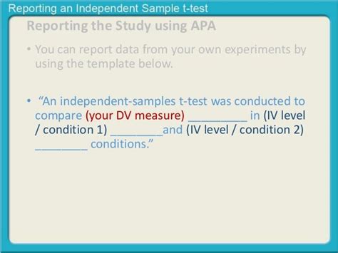 Reporting An Independent Sample T Test