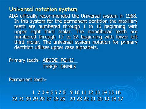 Tooth Numbering Systems Ppt