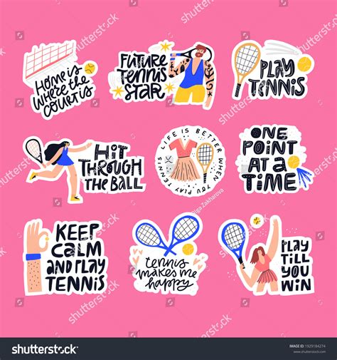 Tennis Quotes Sport Phrases Vector Letterings Stock Vector Royalty