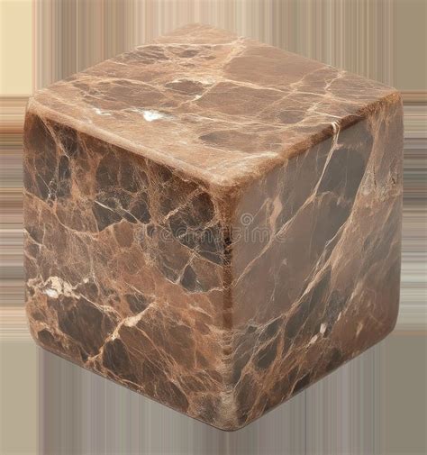 Brown Marble Cube With Texture Details Geometric Shape Concept Stock Illustration
