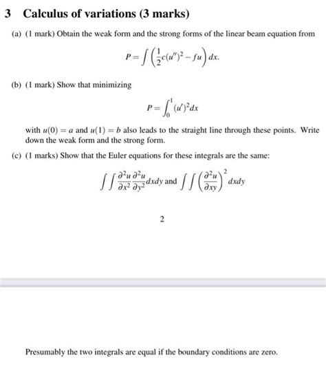 Solved 3 Calculus Of Variations 3 Marks A 1 Mark Chegg