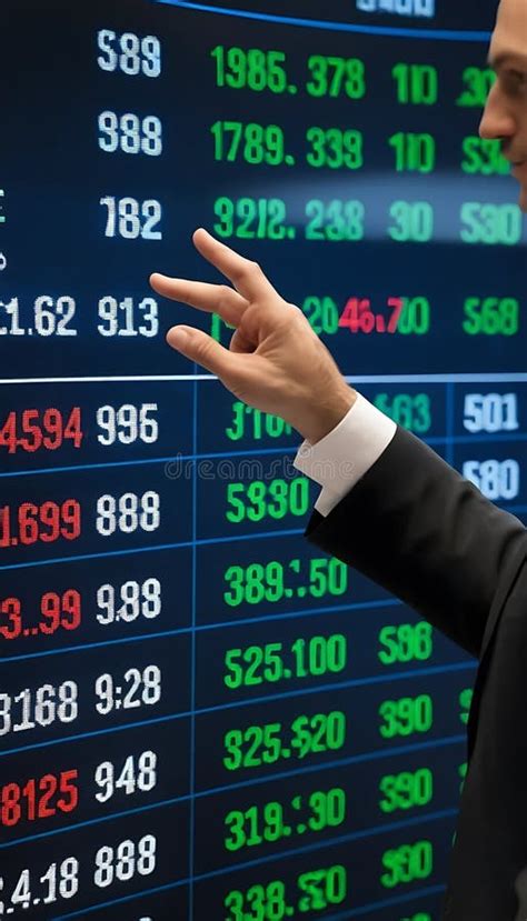 Analyzing Stock Market Data Stockbroker Pointing At Screen With