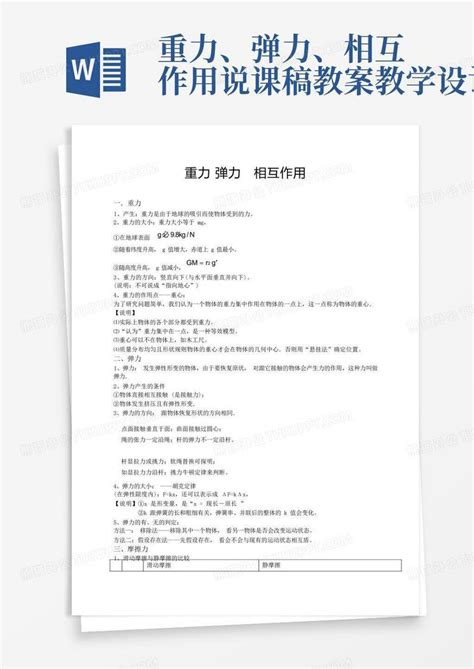 重力、弹力、相互作用说课稿教案教学设计 Word模板下载编号lknydbpb熊猫办公