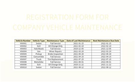 Free Vehicle Information Templates For Google Sheets And Microsoft Excel Slidesdocs