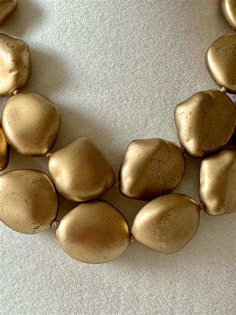 Vintage Les Bernard Matte Gold Tone Double Strand Necklace 18