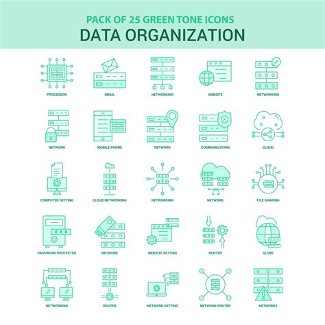 25 Green Data Organization Icon Set 14388087 Vector Art At Vecteezy